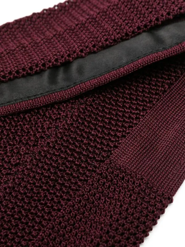 FURSAC Square-tip Knitted Silk Tie - Red