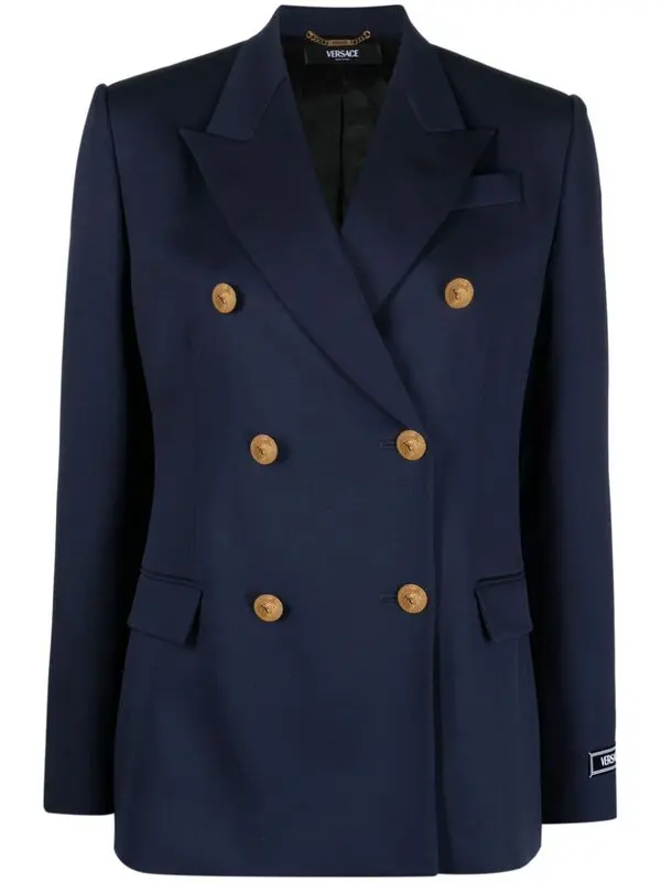 Versace Medusa Head-button Double-breasted Blazer - Blue