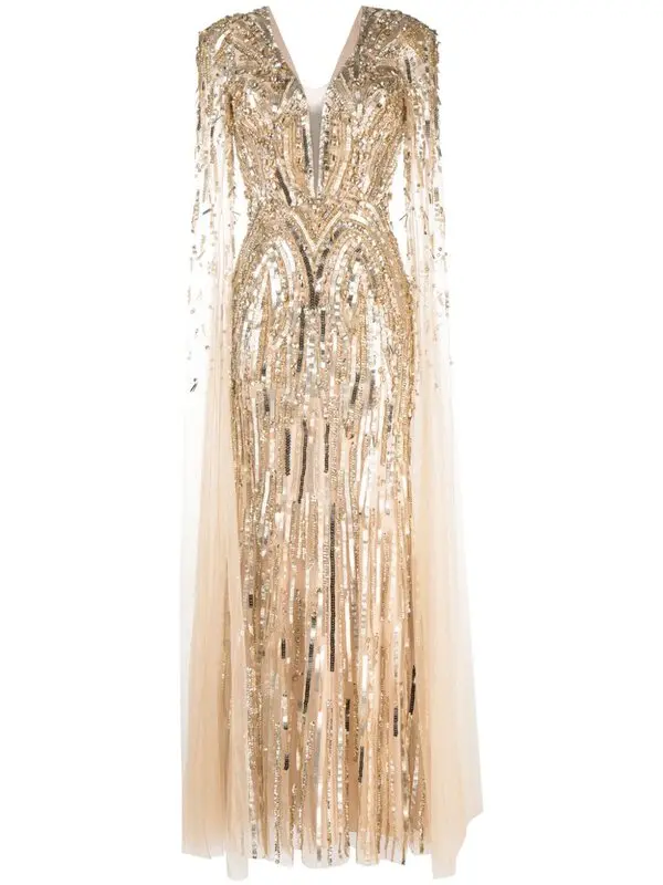 Jenny Packham Sequin-embellished Maxi Dress - Brown