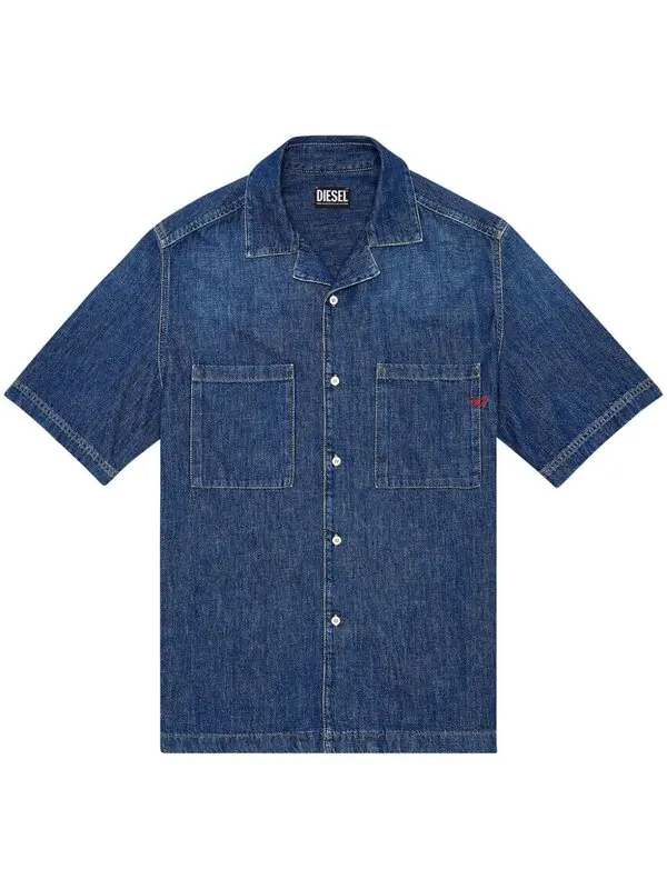 DIESEL® D-paroshort Short-sleeved Denim Shirt - Blue