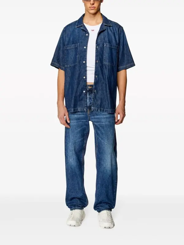 DIESEL® D-paroshort Short-sleeved Denim Shirt - Blue