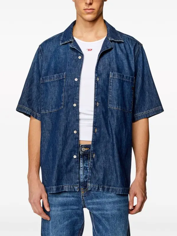 DIESEL® D-paroshort Short-sleeved Denim Shirt - Blue