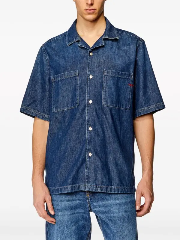 DIESEL® D-paroshort Short-sleeved Denim Shirt - Blue