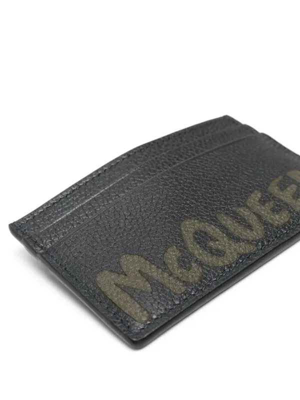 Alexander McQueen Graffiti Pebbled-leather Cardholder