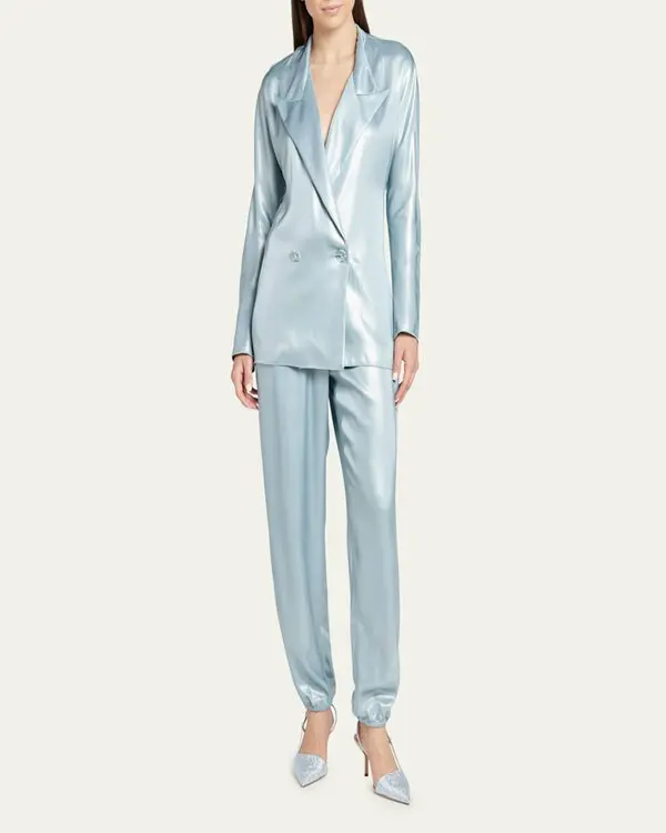 Giorgio Armani Laminated Satin Double-breast Blazer