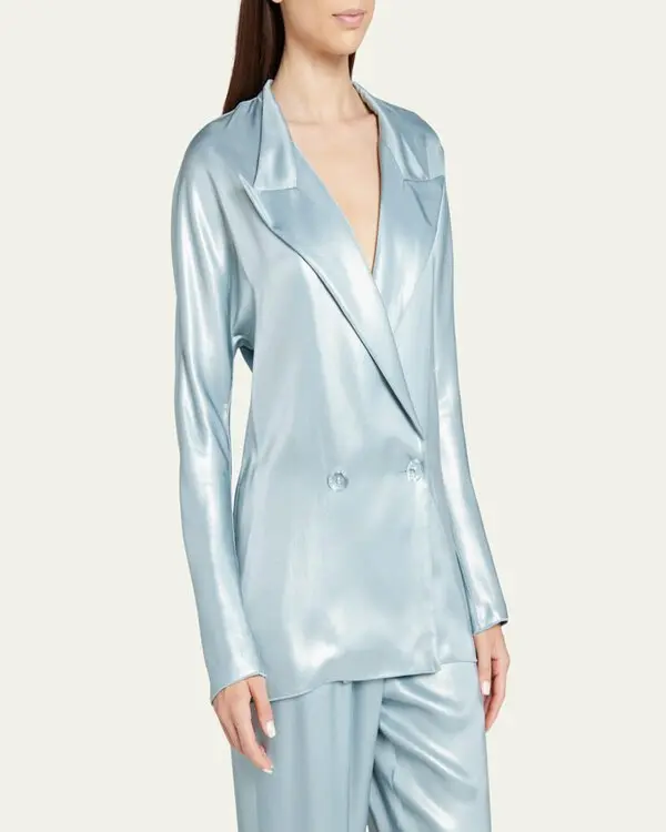 Giorgio Armani Laminated Satin Double-breast Blazer