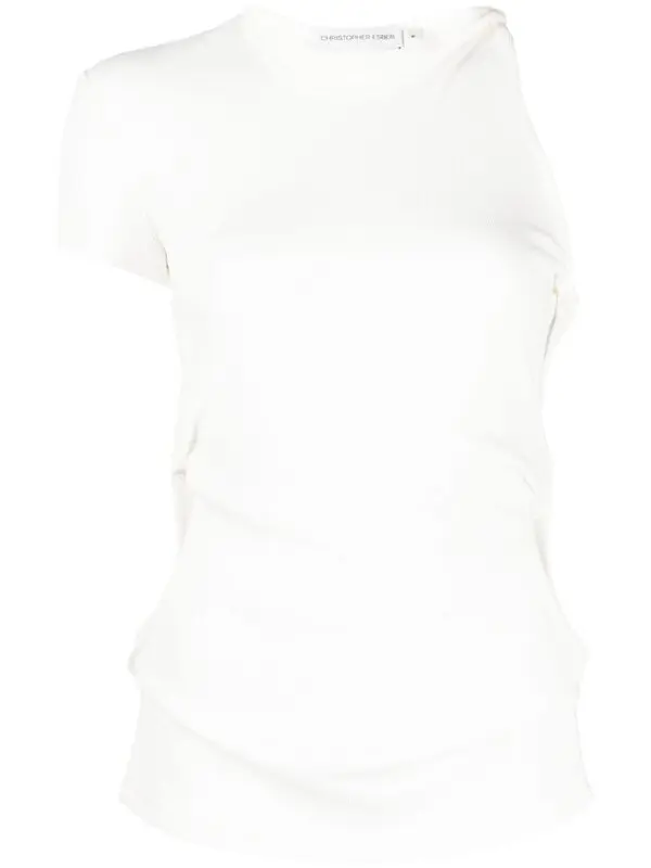 Christopher Esber Twist-detail Asymmetric T-shirt - White