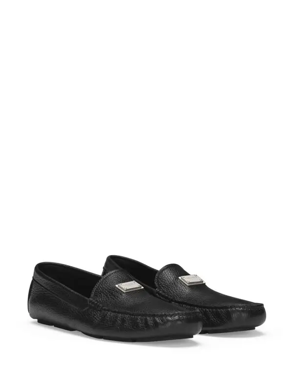 Dolce & Gabbana Logo-plaque Leather Loafers - Black