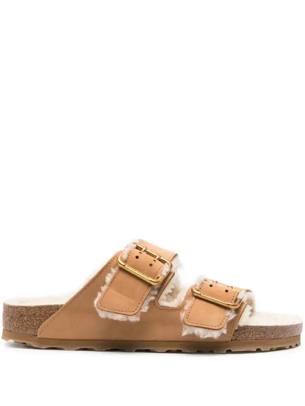 BIRKENSTOCK Arizona Shearling Slippers - Brown