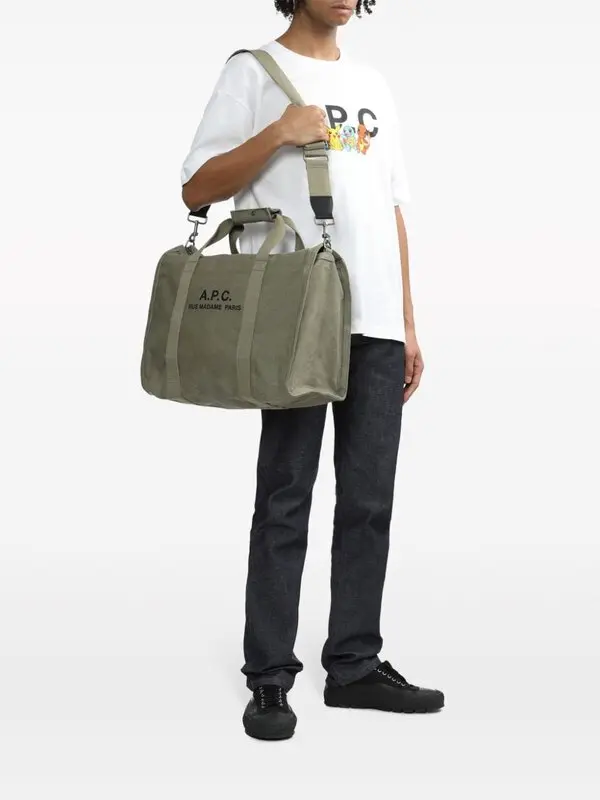 A.p.c. Logo Print Luggage Bag - Green