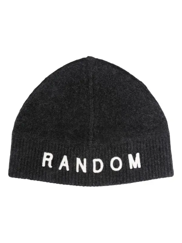 Random Identities Slogan-embroidered Ribbed-knit Beanie - Grey