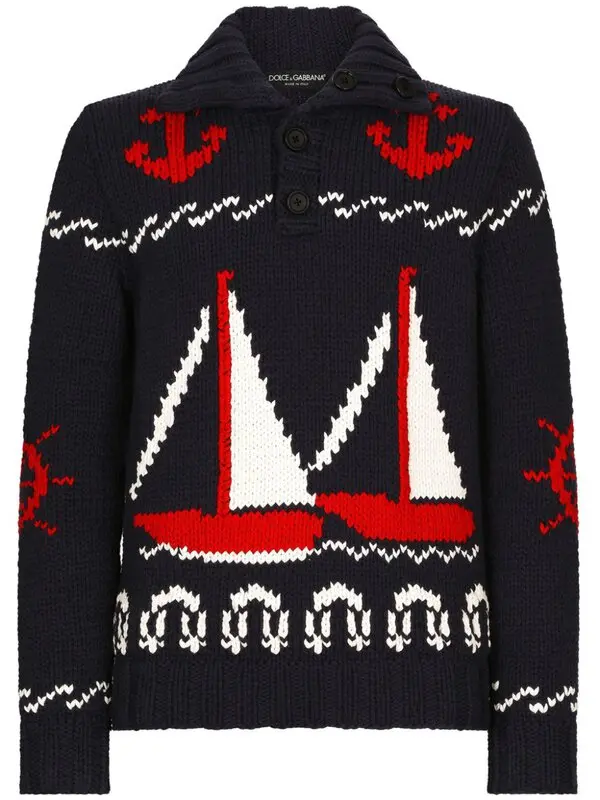 Dolce & Gabbana Intarsia-knit Cotton Jumper - Black
