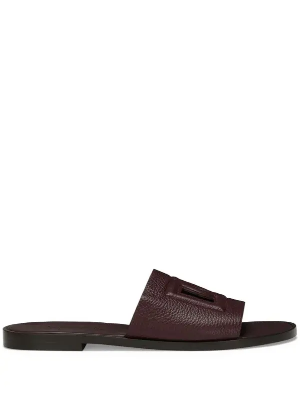 Dolce & Gabbana Logo-embellished Deerskin Slides - Red