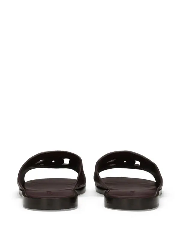 Dolce & Gabbana Logo-embellished Deerskin Slides - Red