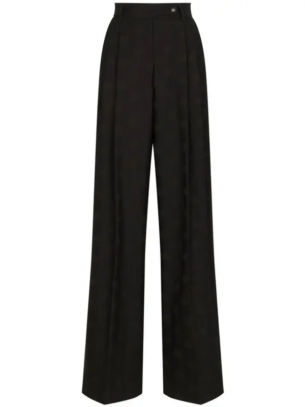 Dolce & Gabbana Logo-jacquard Wool Palazzo Pants