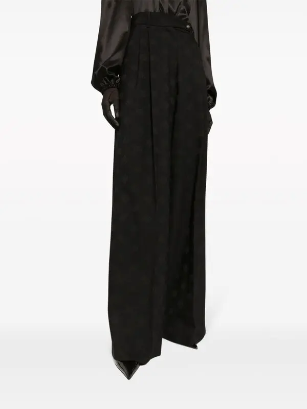 Dolce & Gabbana Logo-jacquard Wool Palazzo Pants