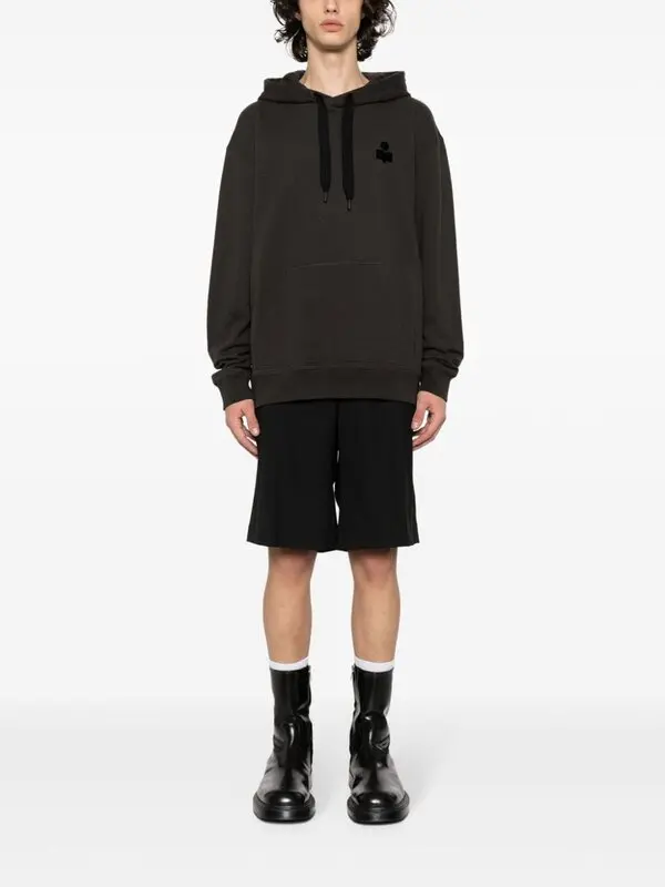MARANT Matte Logo-appliqué Hooded Sweatshirt - Black