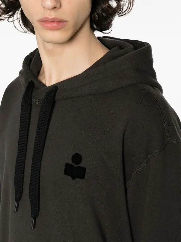 MARANT Matte Logo-appliqué Hooded Sweatshirt - Black