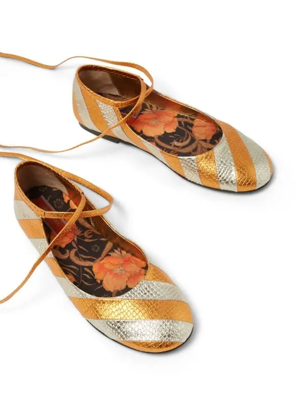 La DoubleJ Striped Ballerina Shoes - Orange