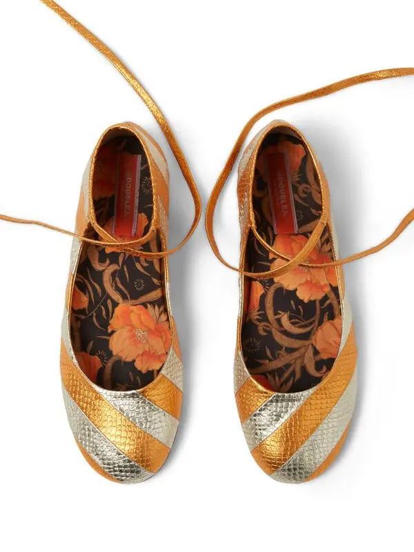 La DoubleJ Striped Ballerina Shoes - Orange