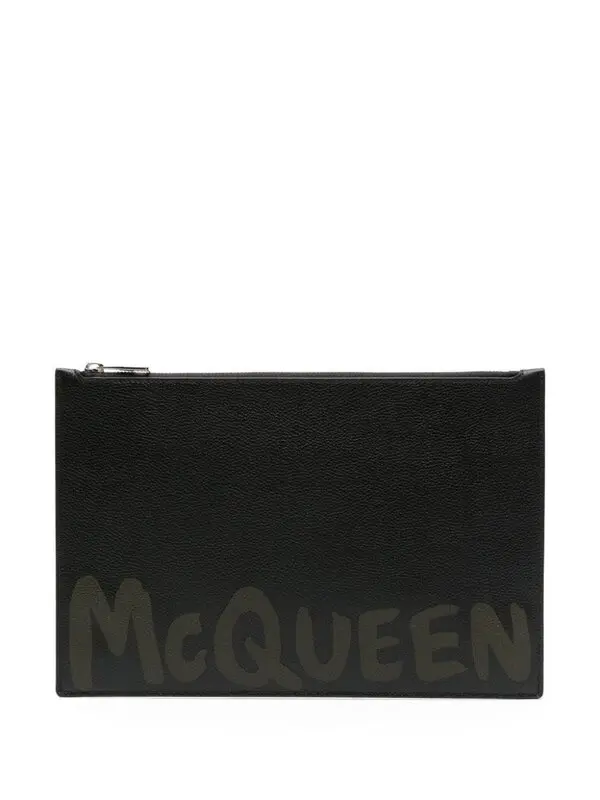 Alexander McQueen Logo-print Leather Clutch - Black