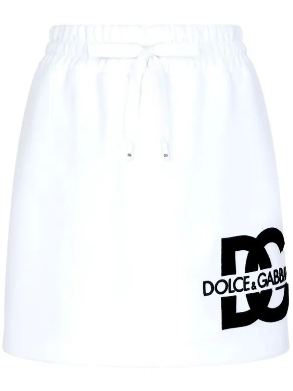 Dolce & Gabbana Logo-print Cotton-blend Miniskirt - White