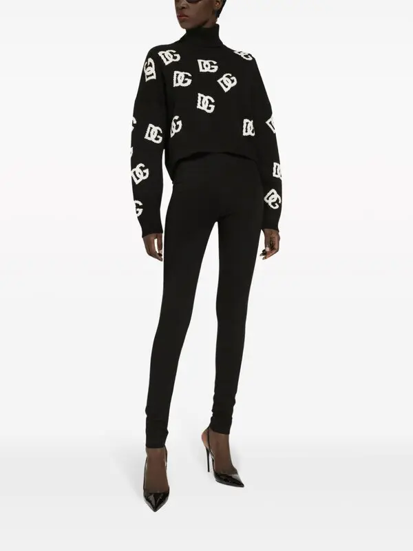 Dolce & Gabbana Intarsia-knit Logo Virgin Wool Jumper - Black