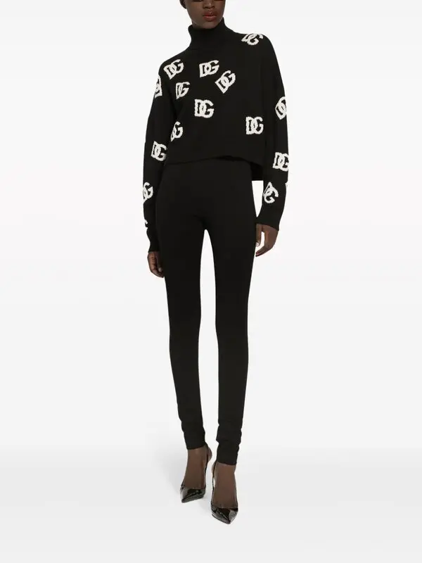 Dolce & Gabbana Intarsia-knit Logo Virgin Wool Jumper - Black