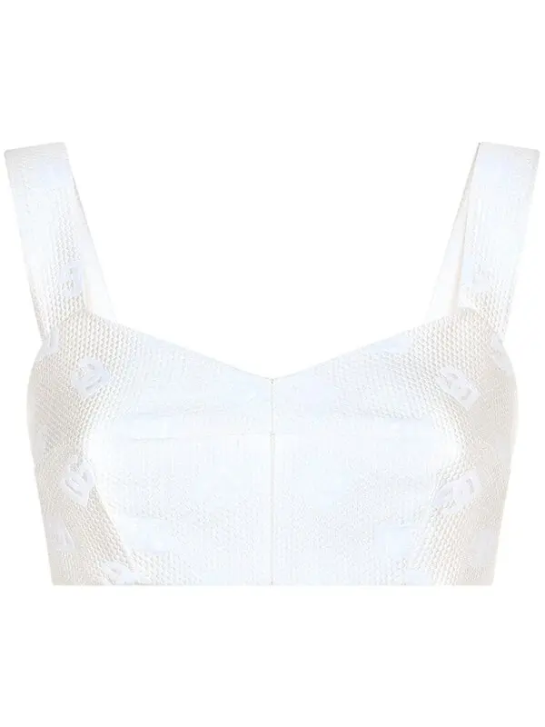 Dolce & Gabbana Dg Jacquard Cropped Top - White