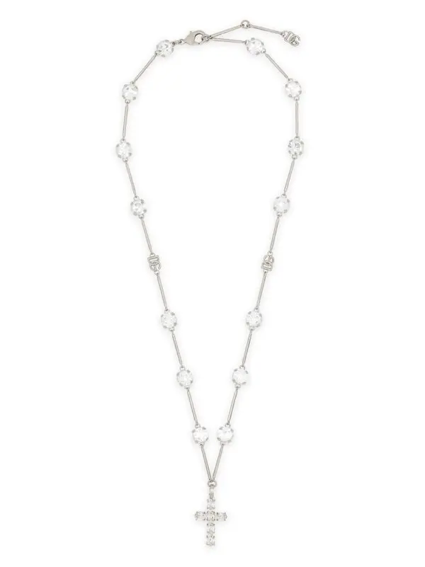 Dolce & Gabbana Crystal-embellished Cross Pendant Necklace - Silver