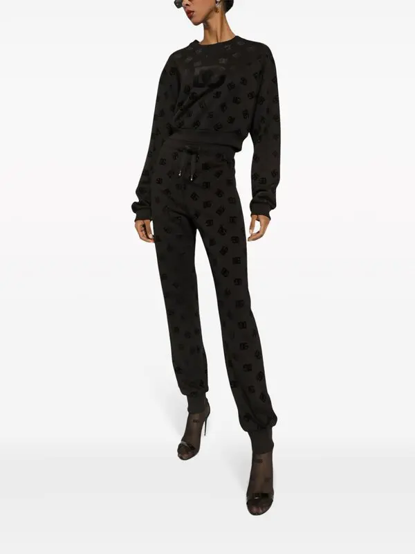 Dolce & Gabbana Logo-flocked Cotton Track Pants