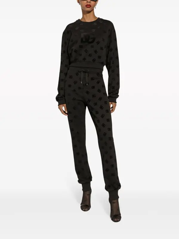Dolce & Gabbana Logo-flocked Cotton Track Pants