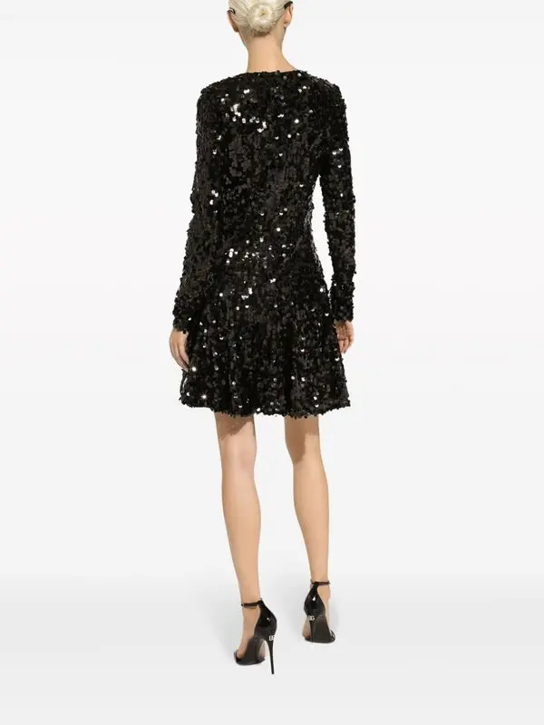 dolce and gabbana black sequin dress Dolce & Gabbana sweetheart-neck sequinned minidress - BOPF