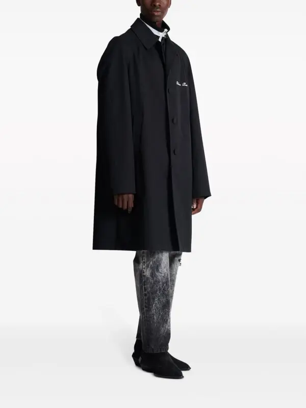 Balmain Logo-embroidered Single-breasted Coat