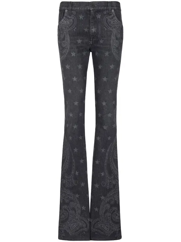 Balmain Star-print Bootcut Jeans