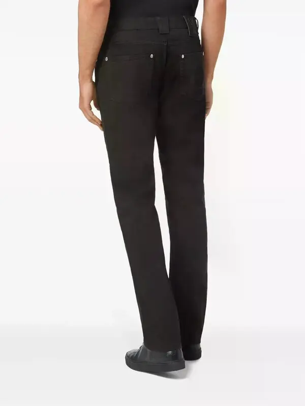 BILLIONAIRE Crest-motif Straight-leg Jeans - Black