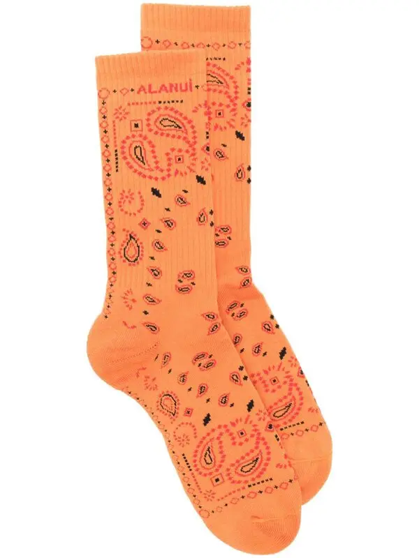 Alanui Bandana Logo Socks - Orange