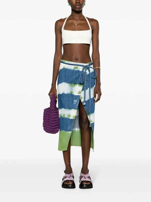 Alanui Magic Journey Denim Wrap Skirt