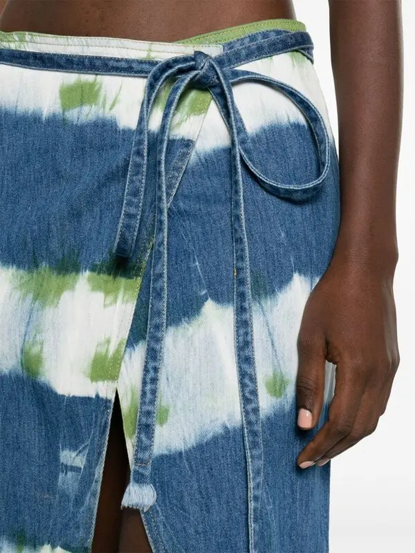 Alanui Magic Journey Denim Wrap Skirt