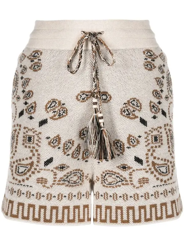 Alanui Bandana-jacquard Cotton-piqué Shorts - Neutrals