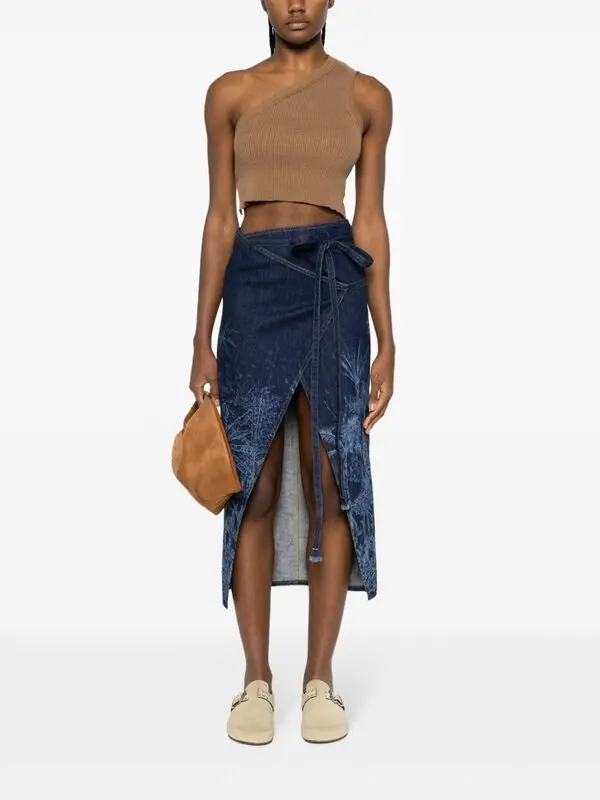 Alanui Jungle Toile De Jouy Denim Skirt