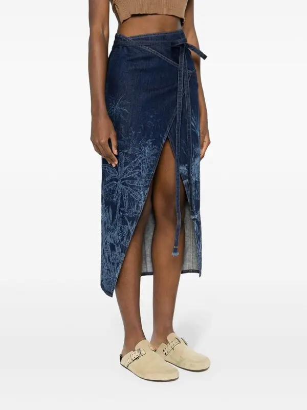 Alanui Jungle Toile De Jouy Denim Skirt