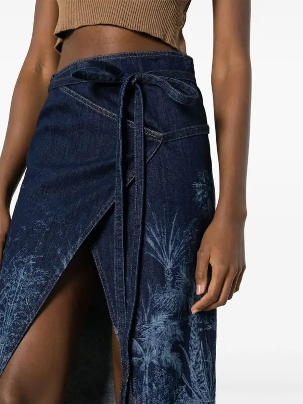 Alanui Jungle Toile De Jouy Denim Skirt