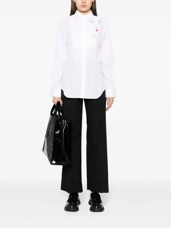 Undercover Floral-embroidered Cotton Shirt