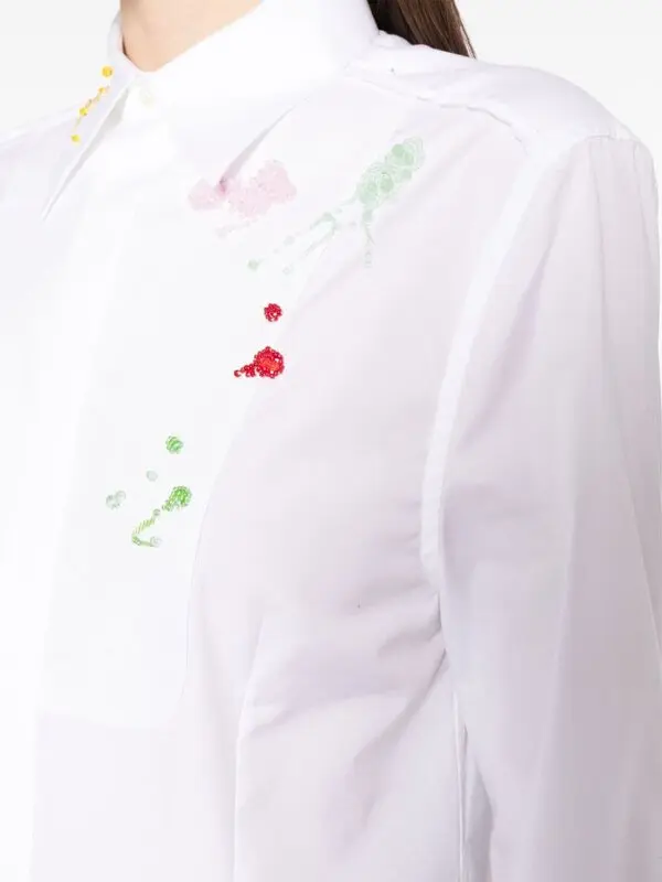 Undercover Floral-embroidered Cotton Shirt