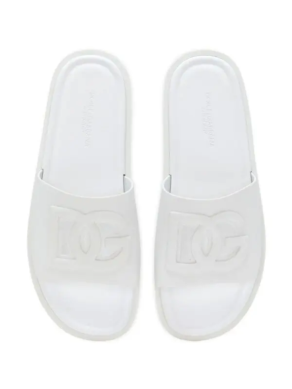 Dolce & Gabbana Logo Embossed Slides - White