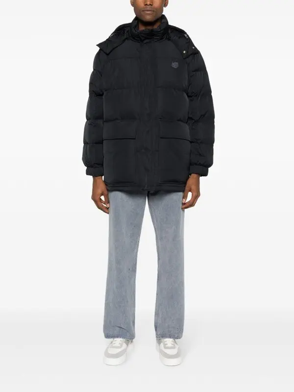 Maison Kitsuné Logo-appliqué Hooded Puffer Jacket - Black