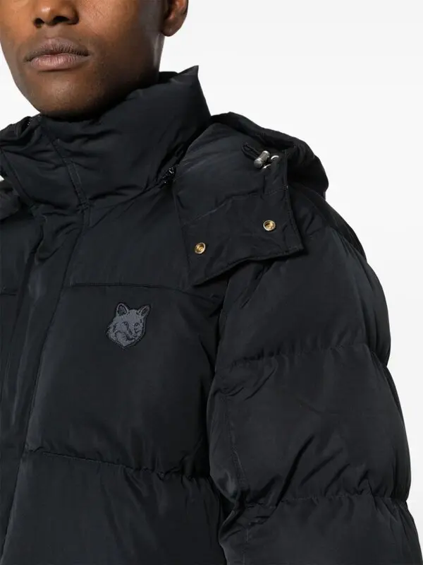 Maison Kitsuné Logo-appliqué Hooded Puffer Jacket - Black