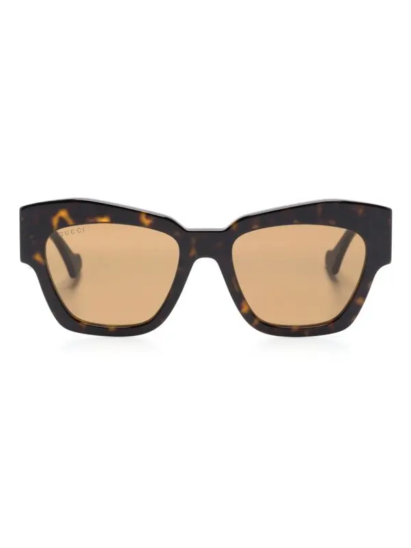Gucci Logo-plaque Oversize-frame Sunglasses - Brown