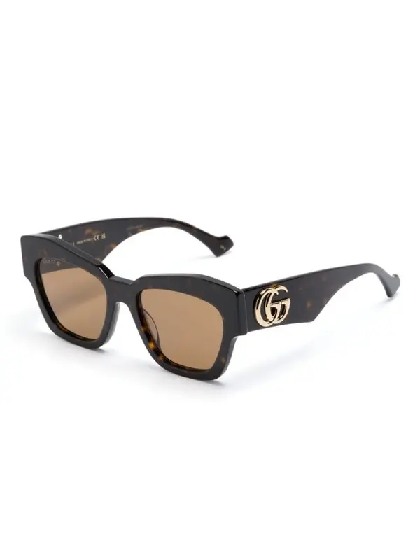 Gucci Logo-plaque Oversize-frame Sunglasses - Brown